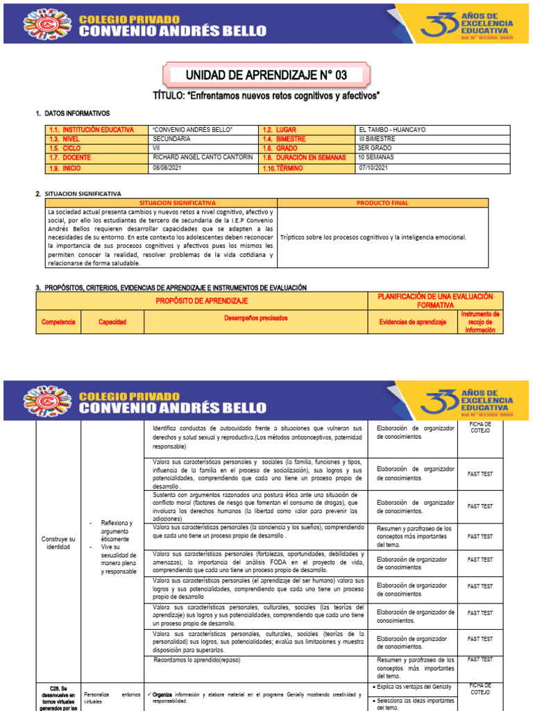 3ro Grado Unidad de Aprendizaje Iii - 2022 | PDF | Aprendizaje | Comportamiento