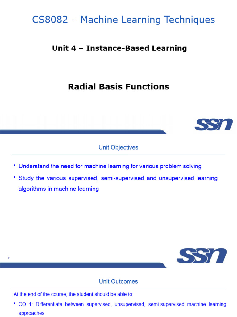 CS8082U4L03 RadialBasisFunctions | PDF | Machine Learning | Cognitive Science