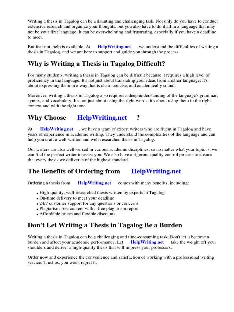 Writing a Thesis in Tagalog: Challenges | PDF | Tagalog Language | Thesis