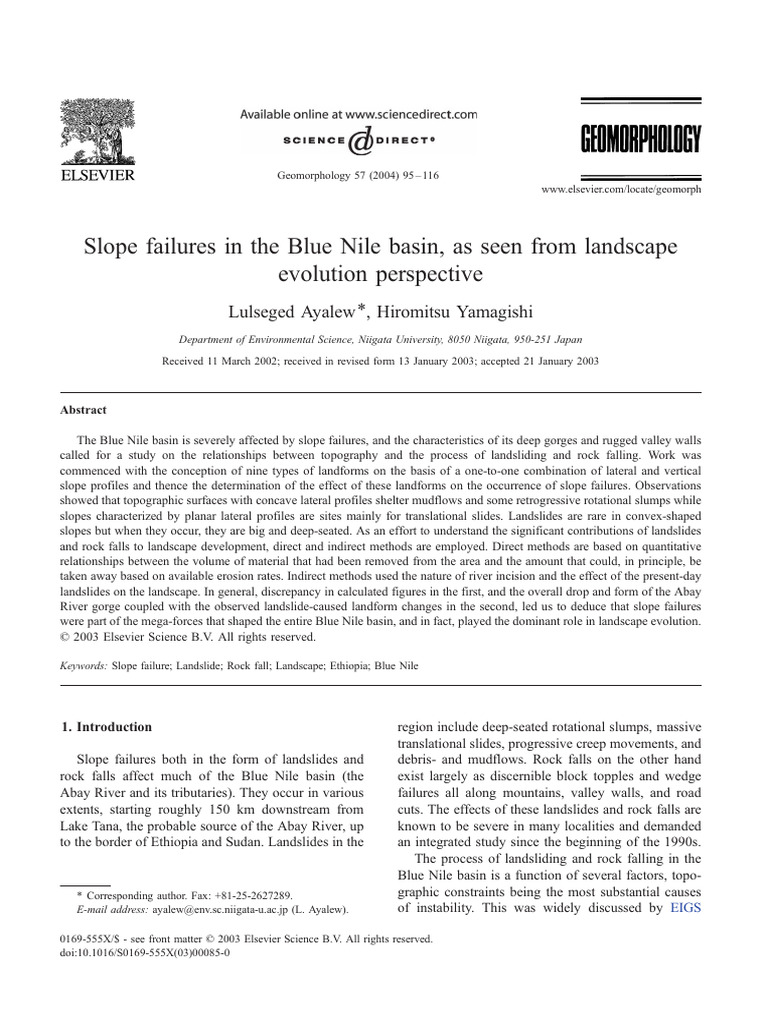 Geomorphology of Blue Nile Basin | PDF | Landslide | Erosion