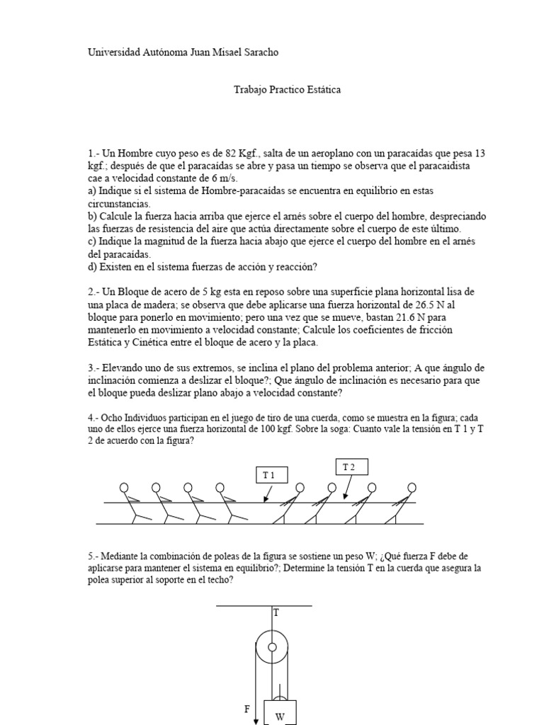 Practico Estatica Inf CAPR | PDF | Fricción | Mecánica