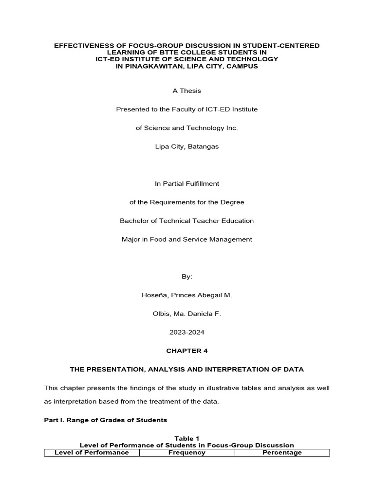 CHAPTER 4 - Focus Group Discussion | PDF | Focus Group | Learning