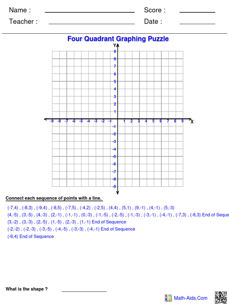 Graphing Four Ordered Puzzle | PDF