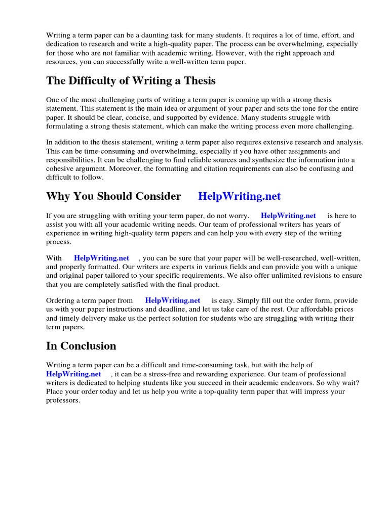 How to Write Your Term Paper | PDF