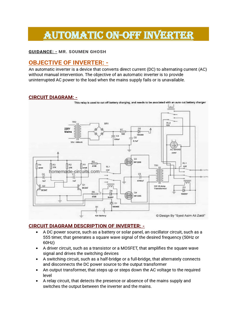 AUTOMATIC ON-OFF INVERTER | PDF | Power Inverter | Alternating Current