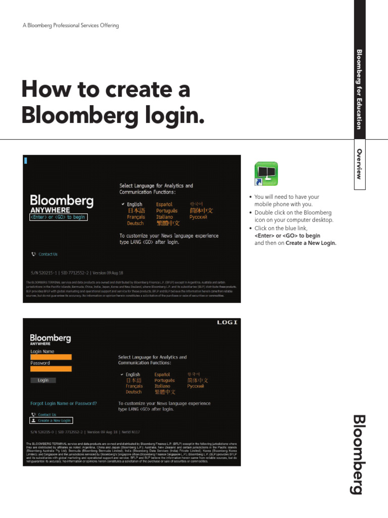 Bloomberg Login - How To | PDF | Login | System Software