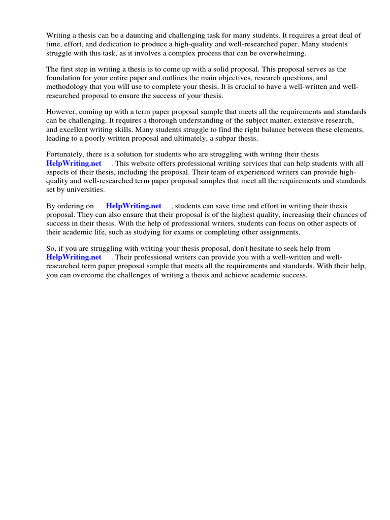 How To Write A Term Paper Proposal Sample | Download Free PDF | Thesis ...