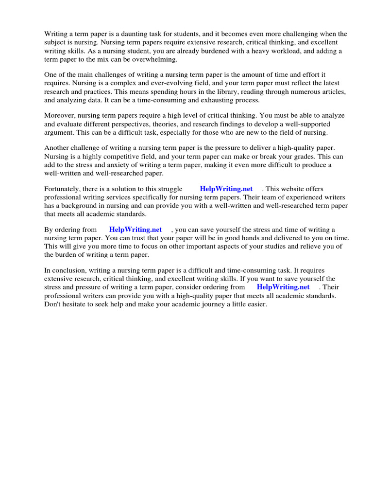Nursing Term Papers | Download Free PDF | Nursing | Thesis