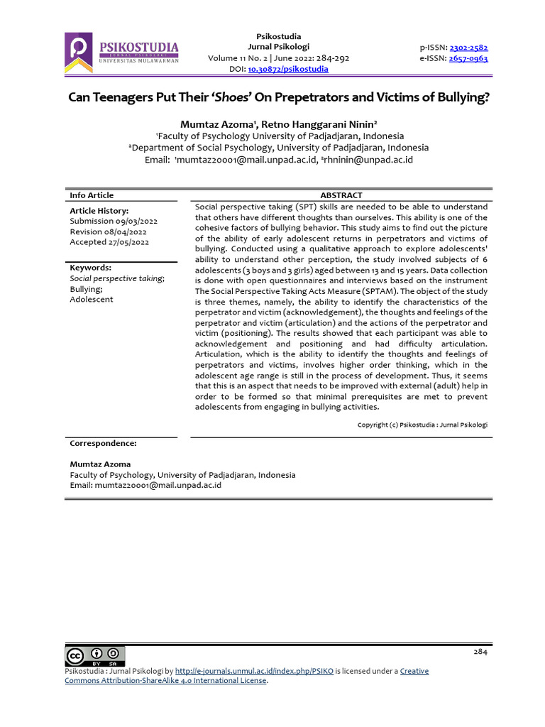 Teenagers Put Their Shoes' On Prepetrators and Victims of Bullying ...