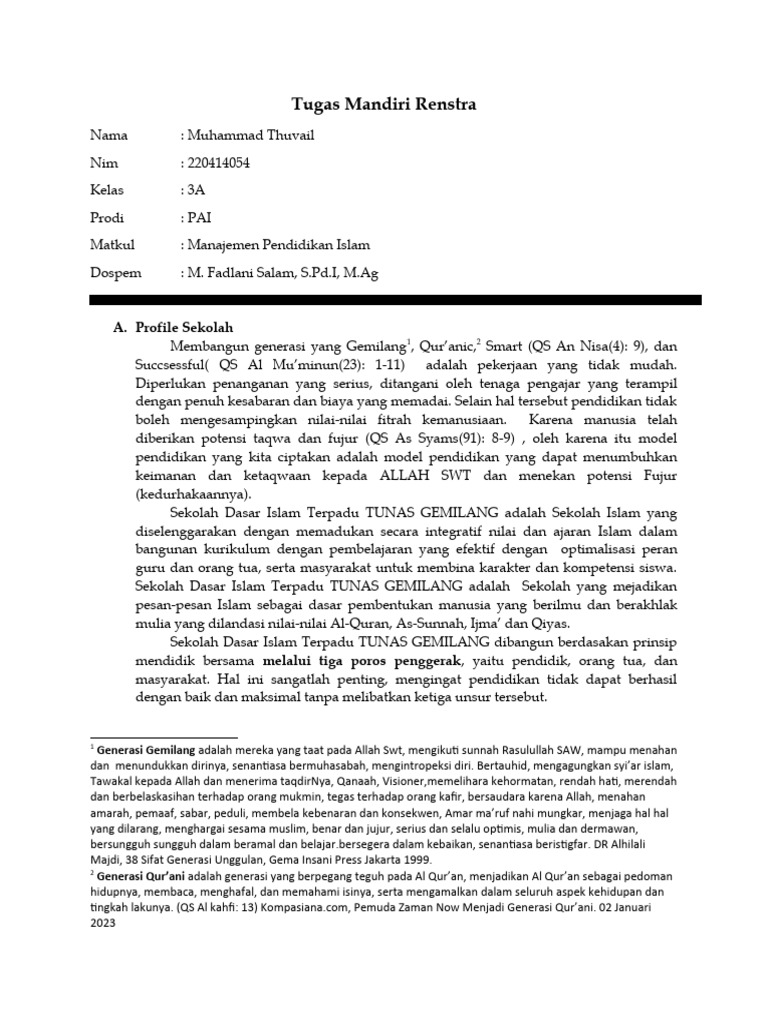 Muhammad Thuvail - TM - PAI - 3A | PDF