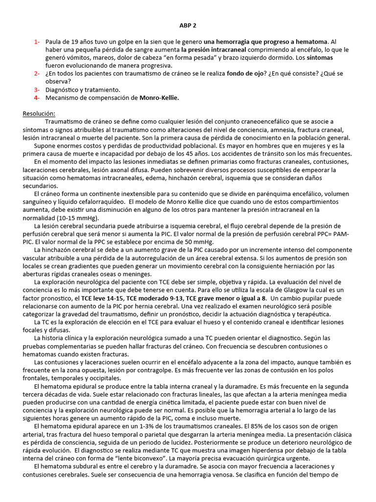 Abp 2 | PDF | Lesión cerebral traumática | Medicina CLINICA