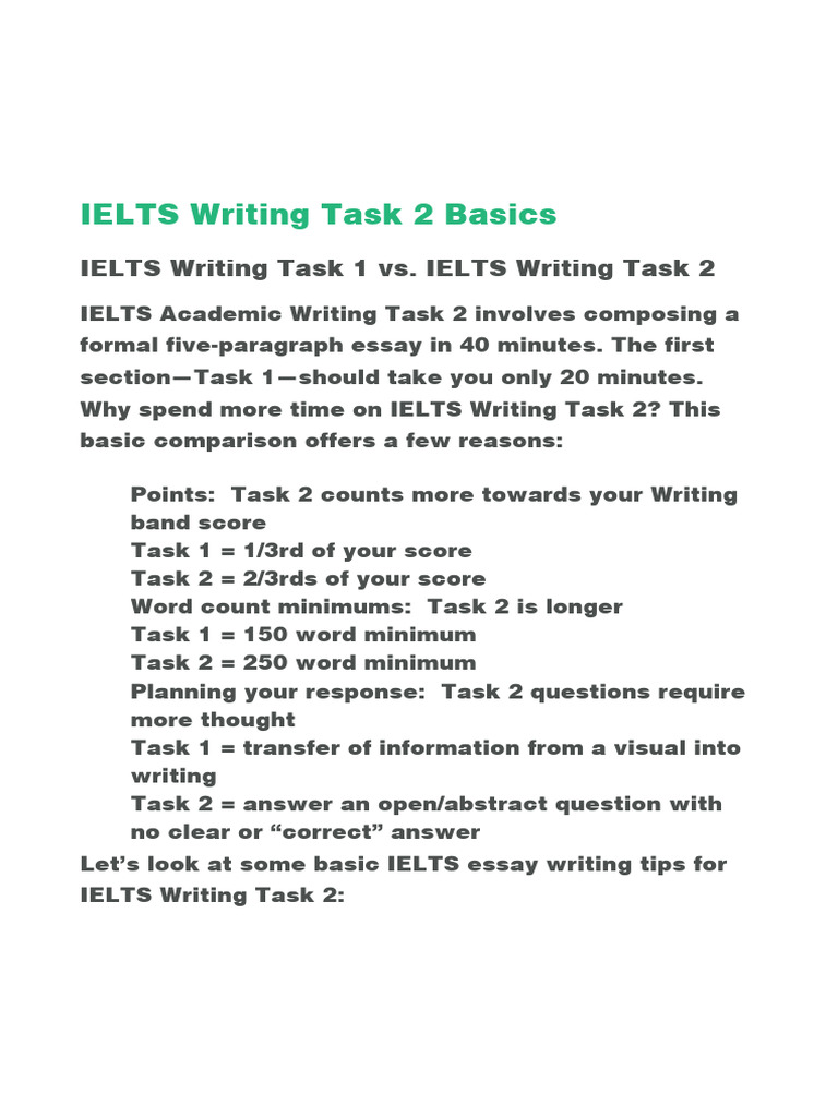 IELTS Writing Notes Basics 1 | PDF | International English Language ...