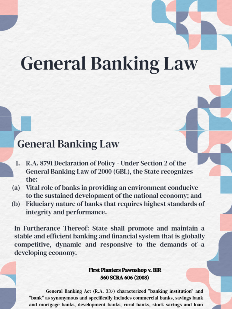 General Banking Law | PDF | Banks | Fiduciary
