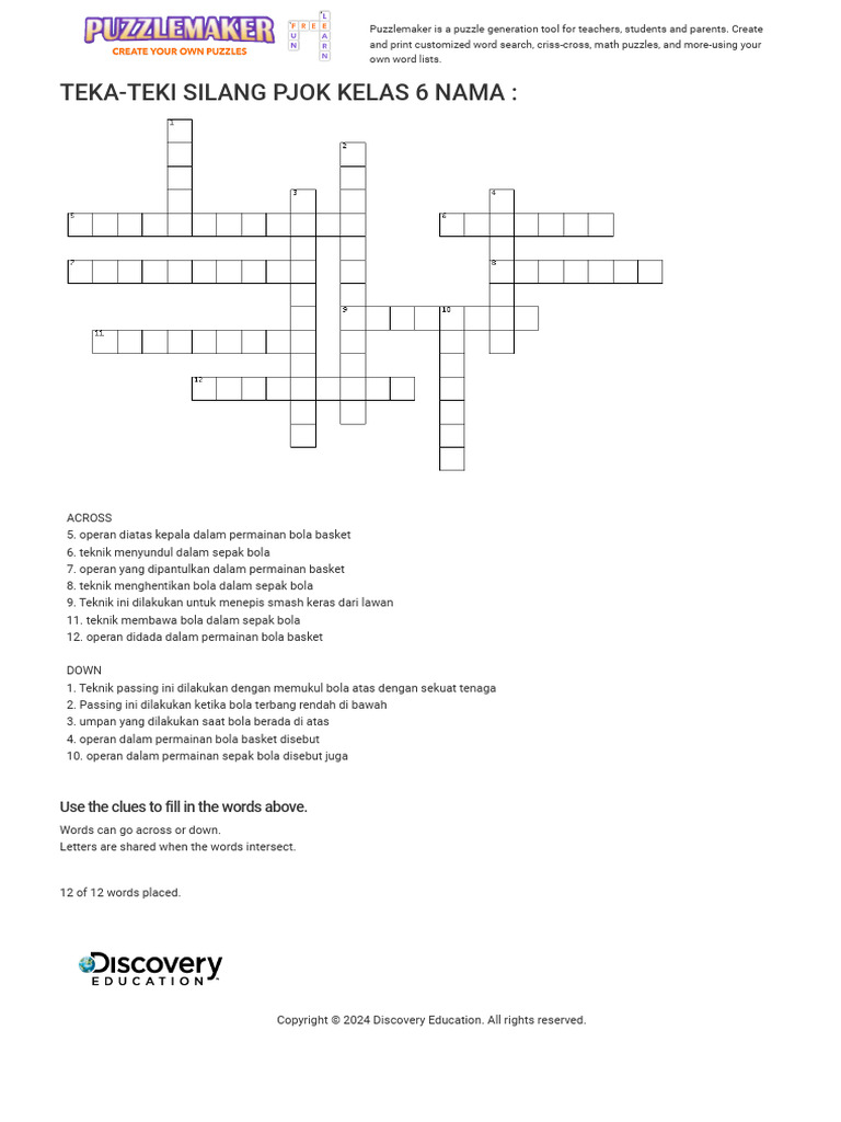 Tts Pjok Kelas 6 | PDF