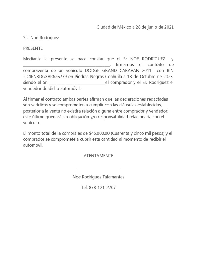 Carta Venta | PDF