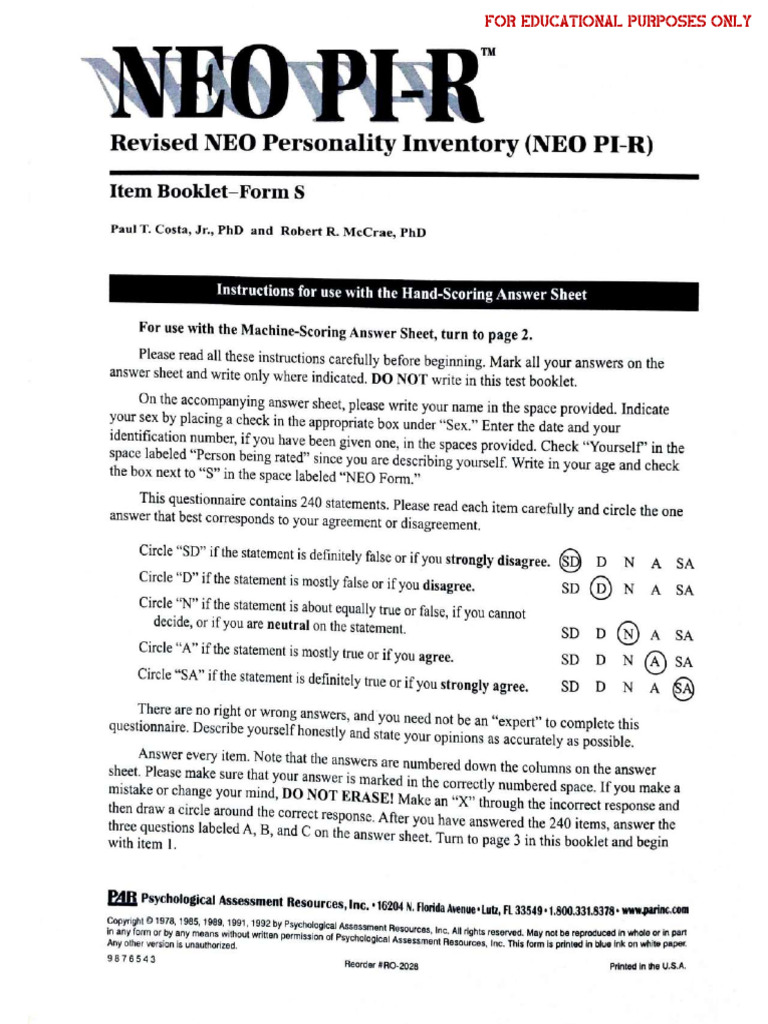 Neo Pi R Test Pdf