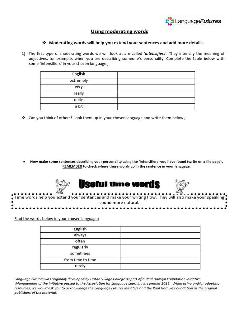 Using Moderating Words | PDF | Word | English Language