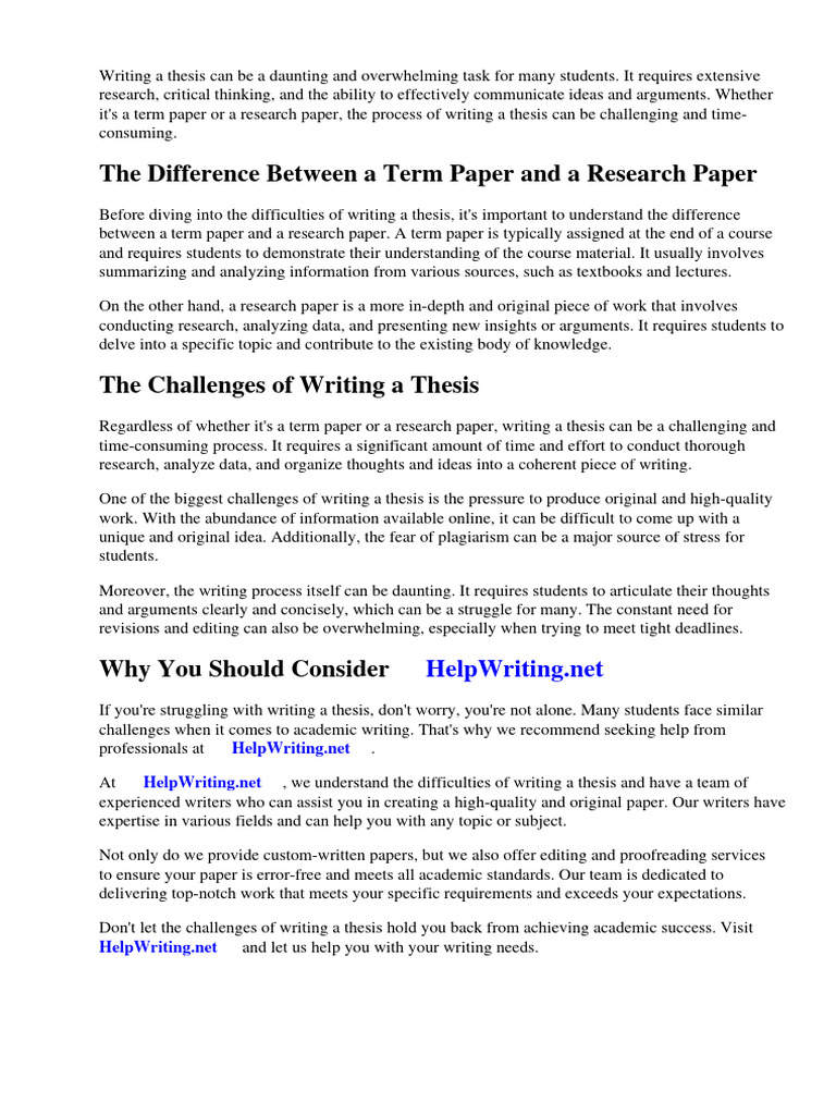Term Paper Vs Research Paper | PDF | Essays | Academic Publishing