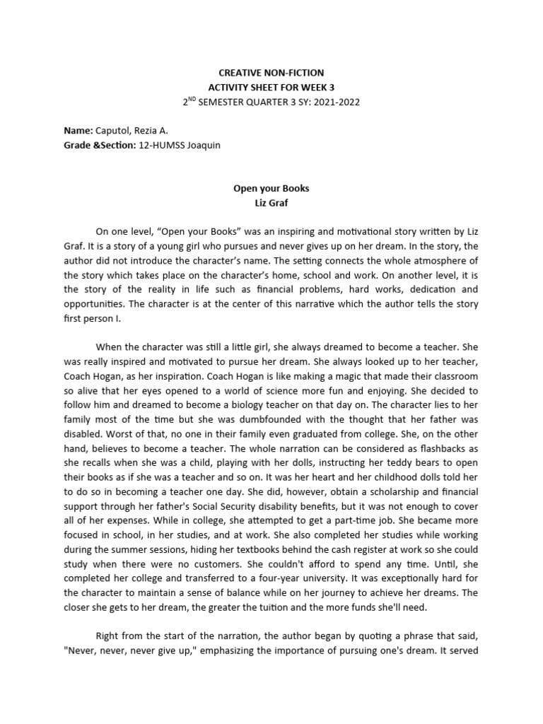 Story Analysis (Open Your Books) | PDF | Teachers