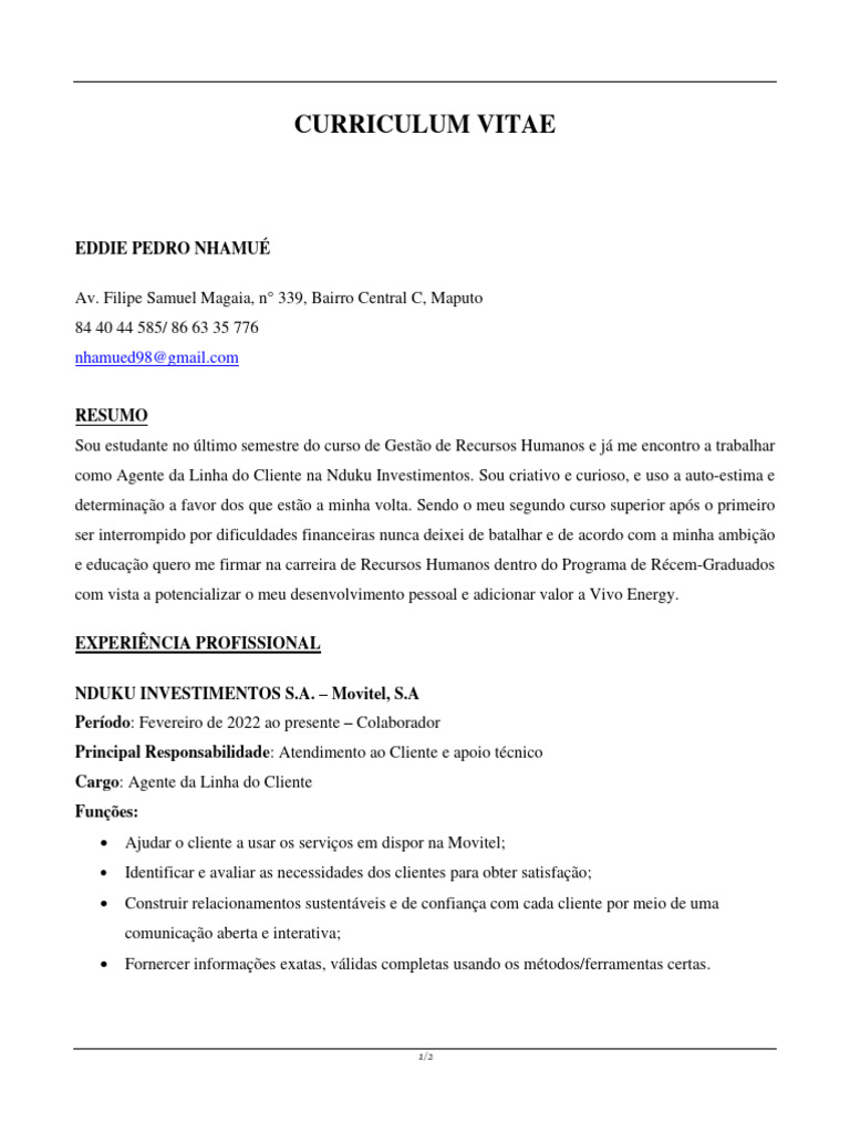 Eddie Pedro CV 2024 | PDF