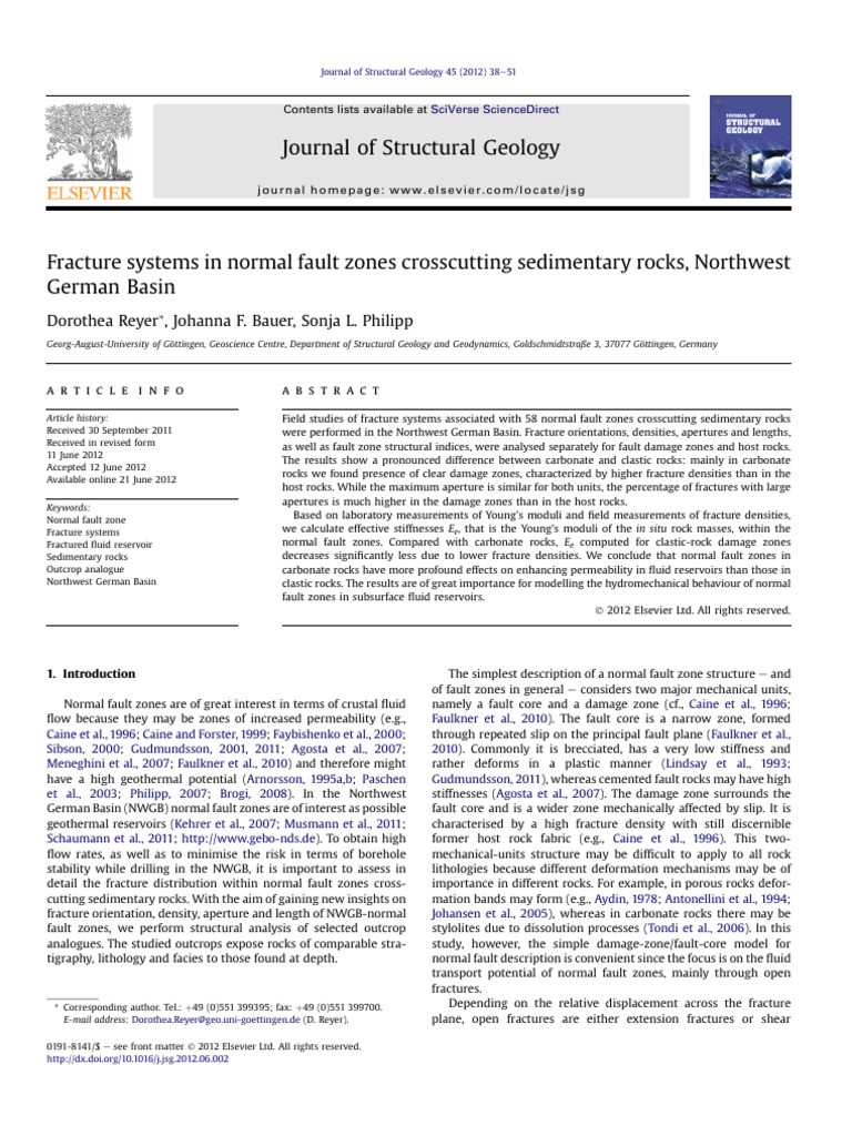 Fracture systems in normal fault zones crosscutting sedimentary rocks ...