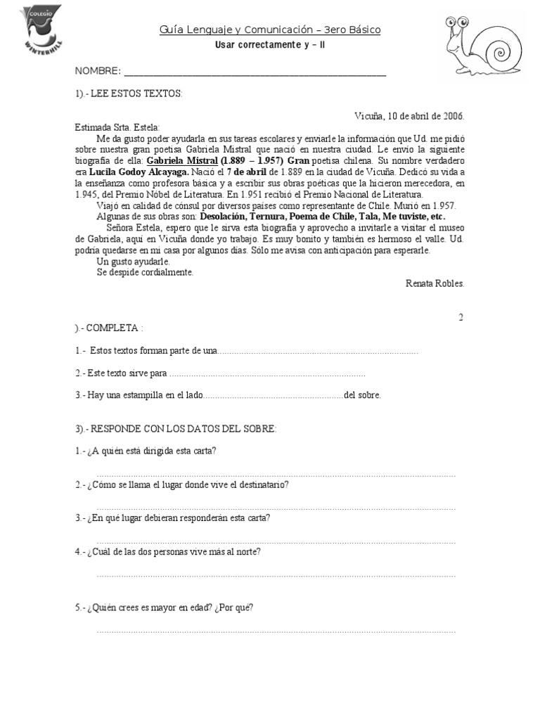 guía comprension lectora (carta)