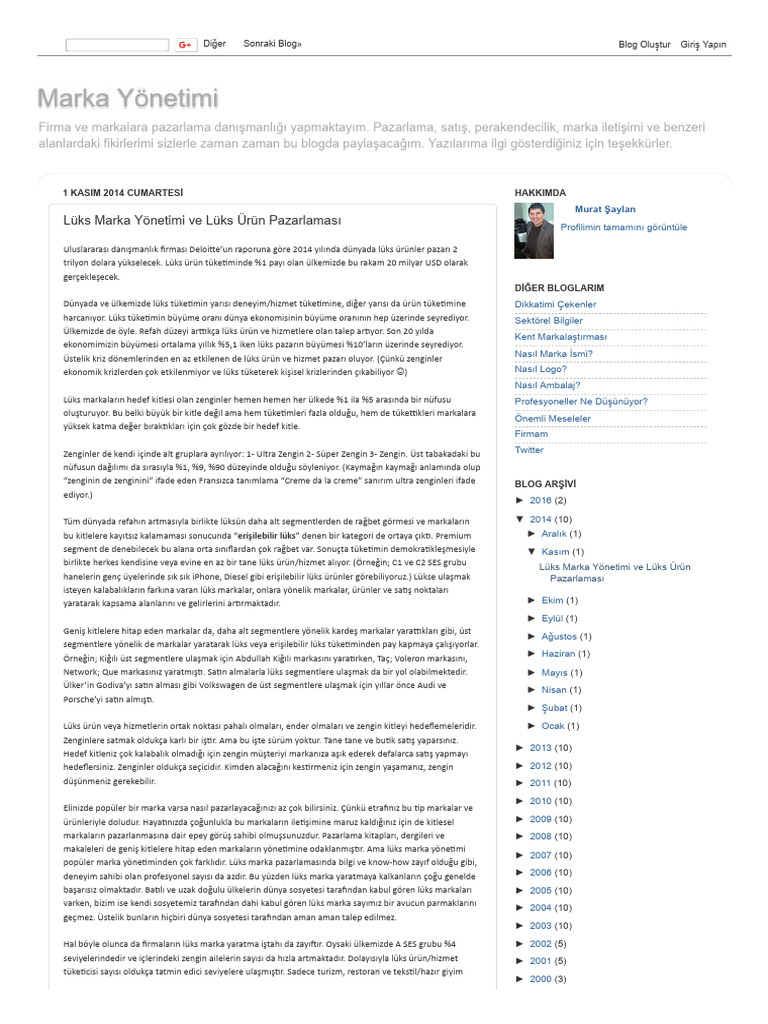 Marka Yönetimi - Lüks Marka Yönetimi Ve Lüks Ürün Pazarlaması | PDF