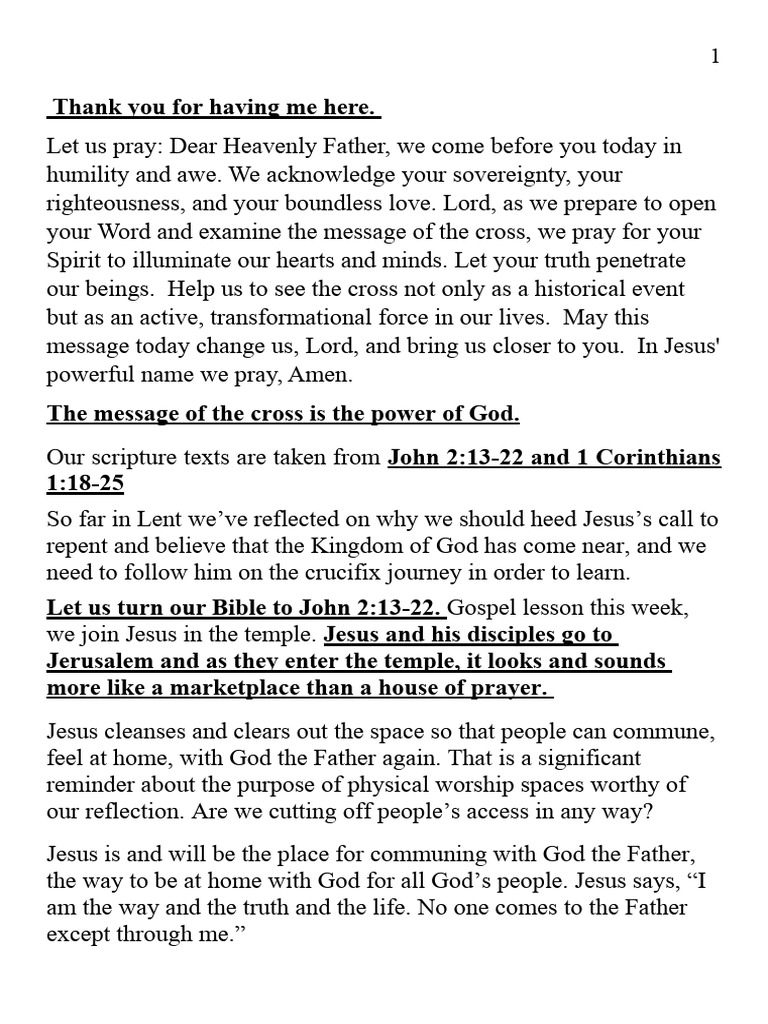 3.3.24 Sermon (E) 1 Corinthians 1 | PDF | Jesus | Resurrection Of Jesus