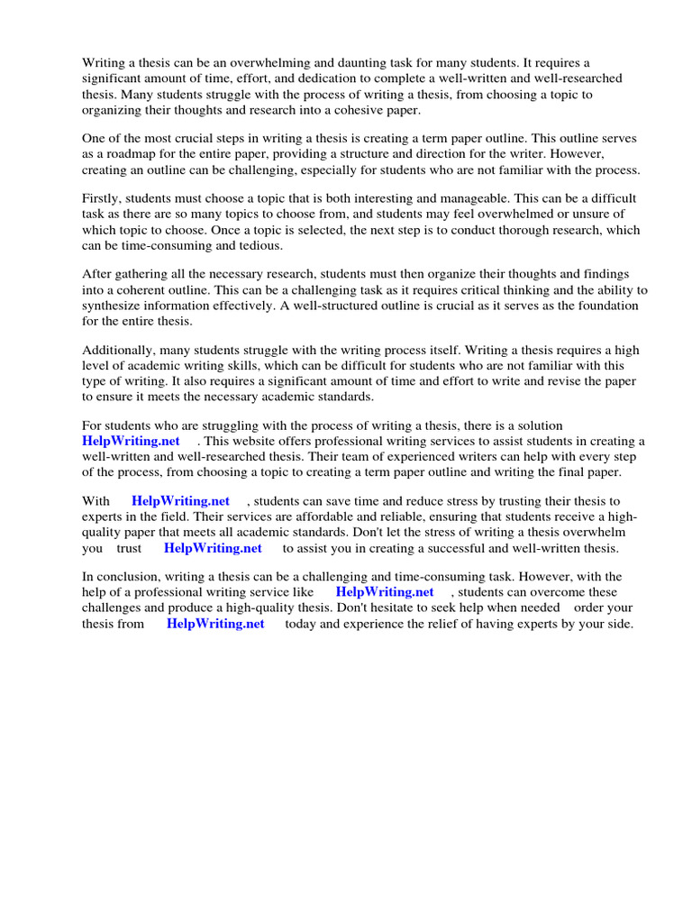 Making a Term Paper Outline | PDF | Essays | Thesis