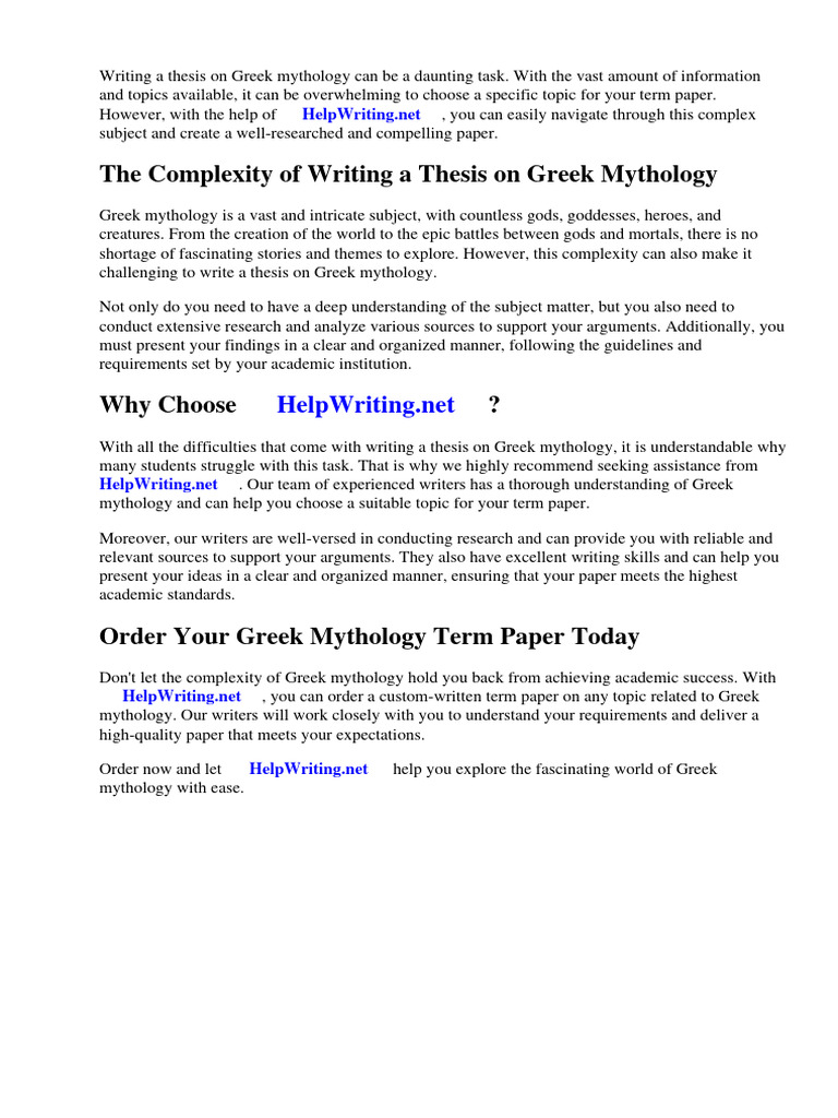 Greek Mythology Term Paper Topics | PDF | Greek Mythology | Essays