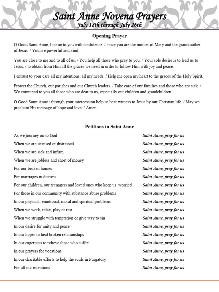 Novena Prayers to Saint Anne | PDF | Prayer | Jesus