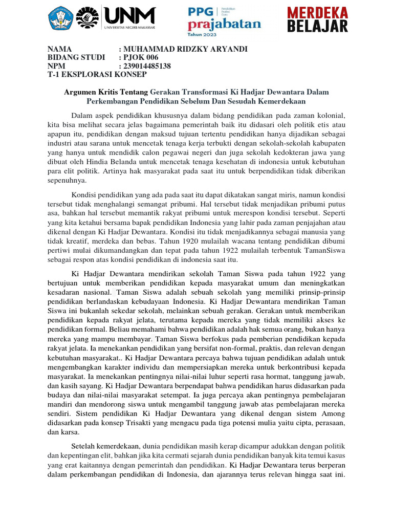 Tugas T 1 Eksplorasi Konsep Argumentasi Kritis | PDF