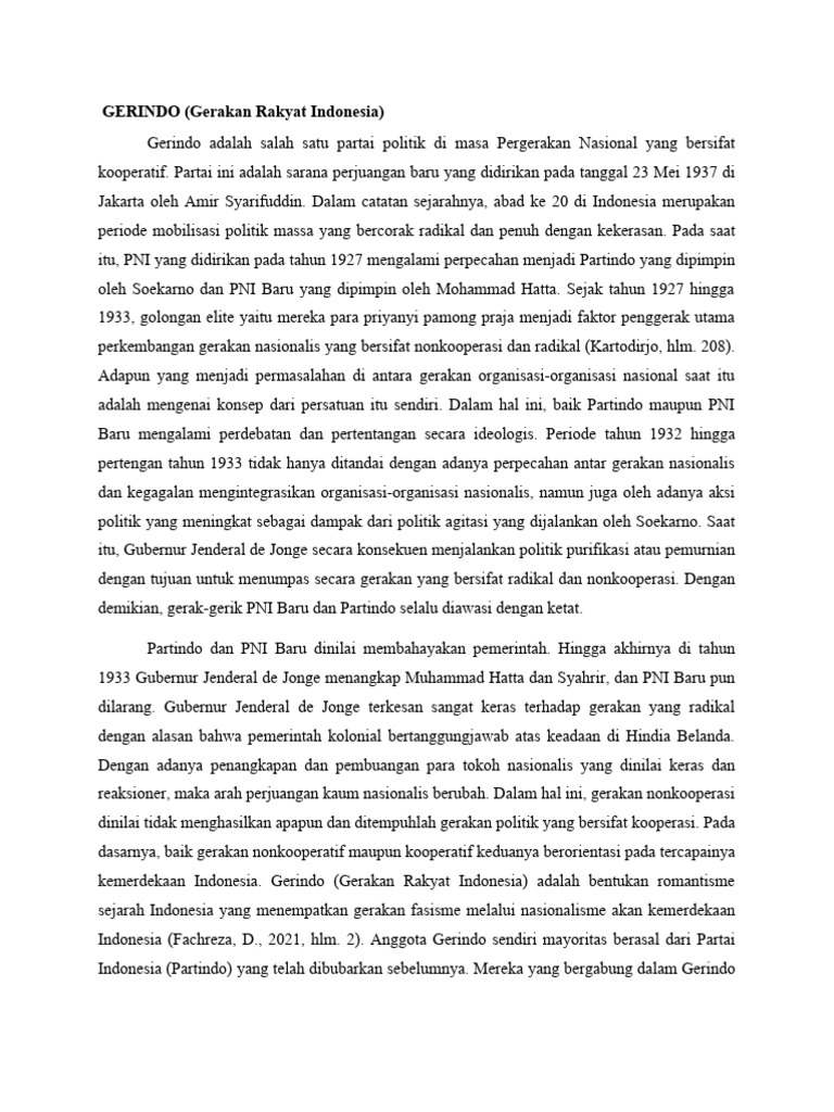 Gerindo Dan Parindra | PDF | Sejarah