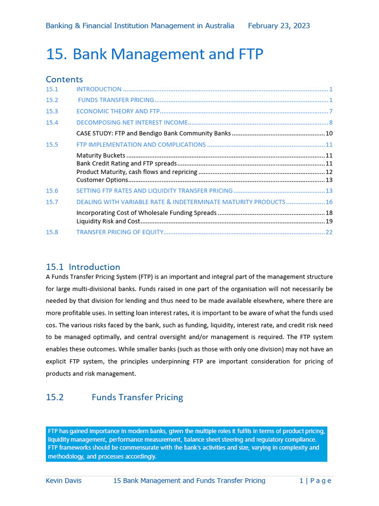 Funds Transfer Pricing in Banking | PDF | Market Liquidity | Interest