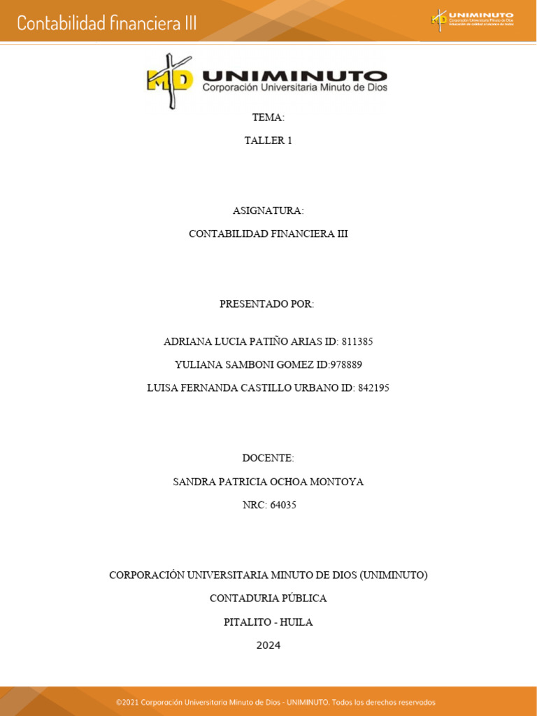CONTABILIDAD FINANCIERA III ACTIVIDAD 1 Ok | PDF | Contabilidad | Impuestos