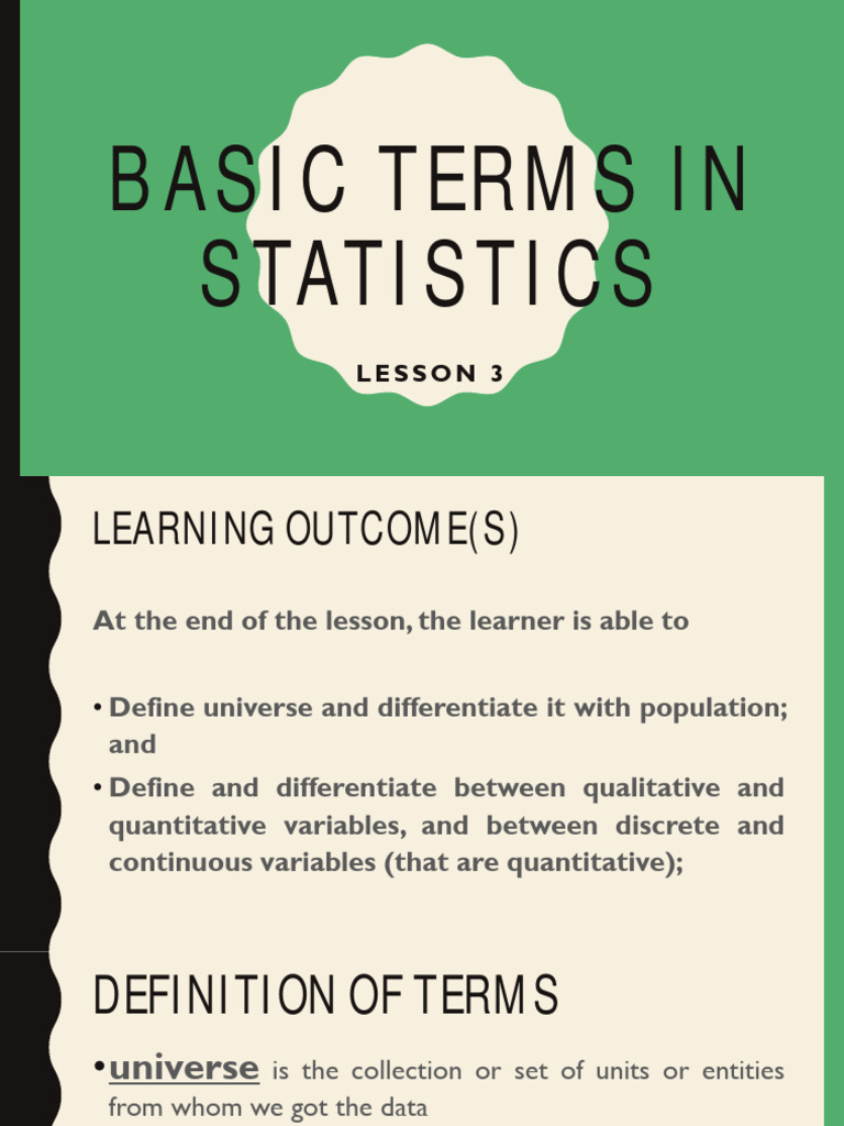 Lesson-3-Basic-terms-in-Statistics | PDF | Categorical Variable ...