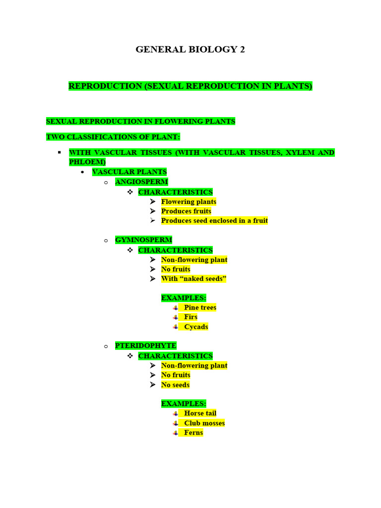 GENERAL BIOLOGY 2 (REPRODUCTION - SEXUAL REPRODUCTION IN PLANTS) | PDF | Fertilisation ...