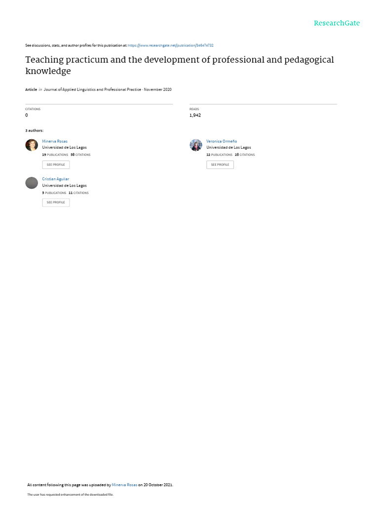 Teaching Practicum and The Development of Professional and Pedagogical Knowledge | PDF ...