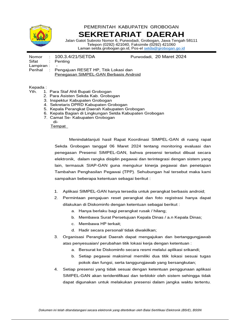 Asman SE Penegasan Terkait Penggunaan Simpel-Gan | PDF | Teknologi & Rekayasa