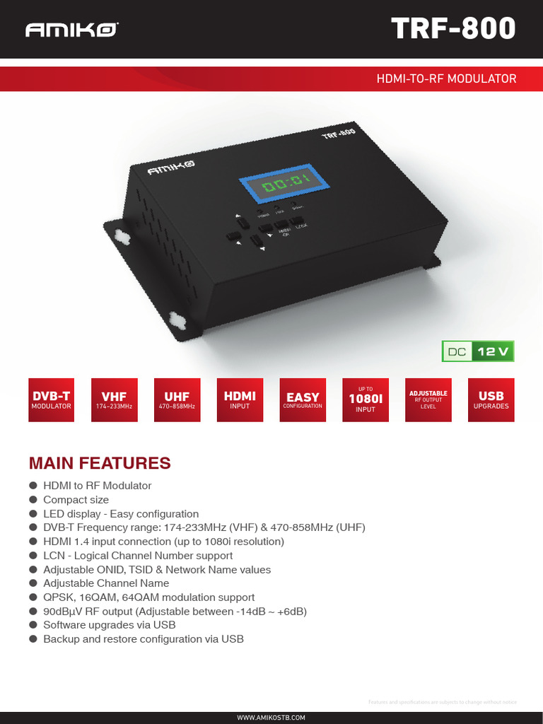 Webleaflet ENG Amiko TRF-800 v180328 | PDF | Hdmi | Usb