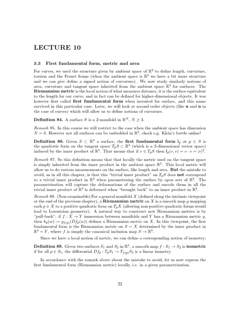 Lecture-10 | PDF | Curvature | Geometry