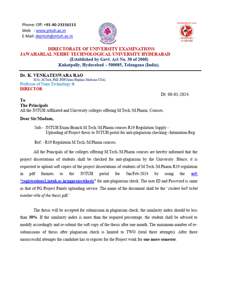 De-240109-150231-Notification For Project Thesis Uploading MTech MPharm II Phase Jan 2024 | PDF ...