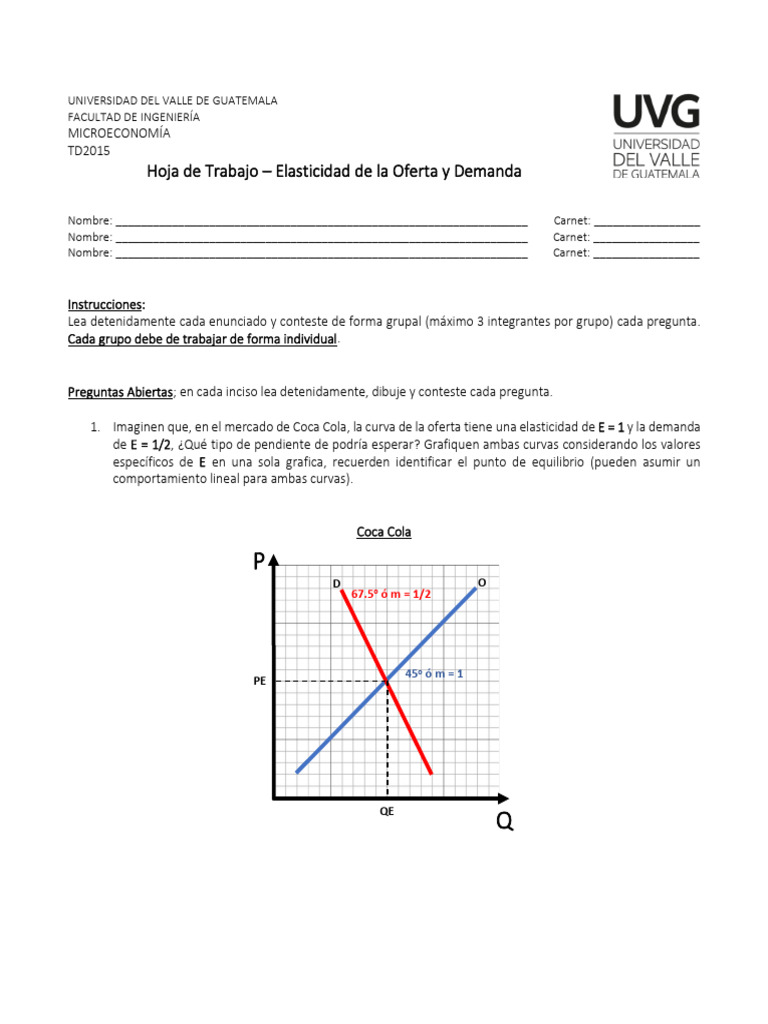 (Solución) Hoja de Trabajo 3 - Elasticidad (Parte I-B) | PDF | Oferta y demanda | Elasticidad ...