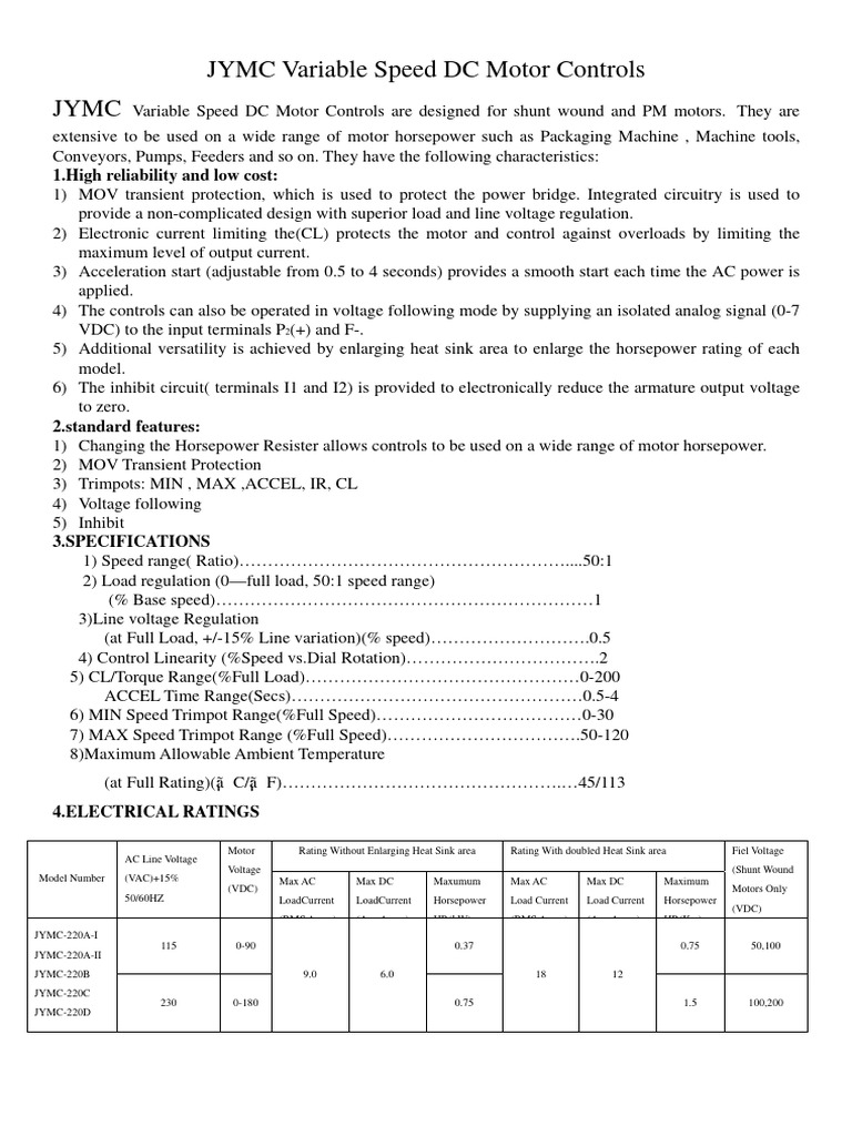 ZX32 VF JYMC Variable Speed DC Motor Controls | PDF | Electric Motor ...