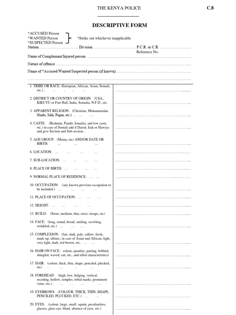 DESCRIPTIVE FORM C8 | PDF | Human Anatomy