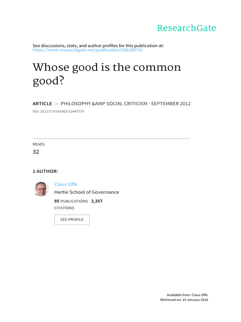 Claus Offe | PDF | Governance | Rationality