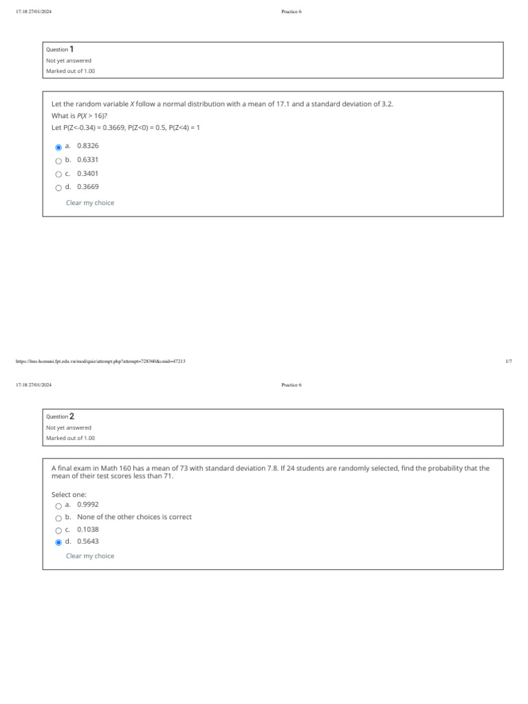 Practice 6 | PDF | Probability Theory | Statistical Theory