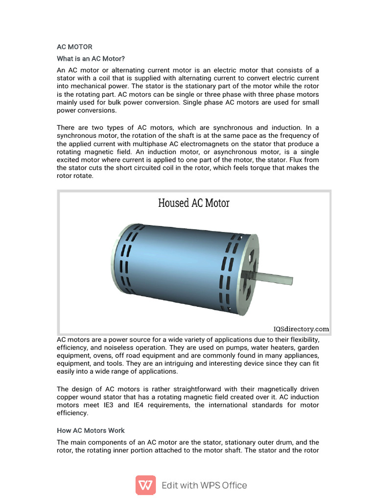 Ac Motor | PDF | Electric Motor | Alternating Current