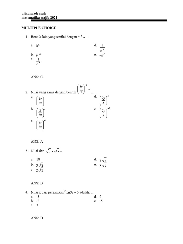 Soal UAM Matematika | PDF