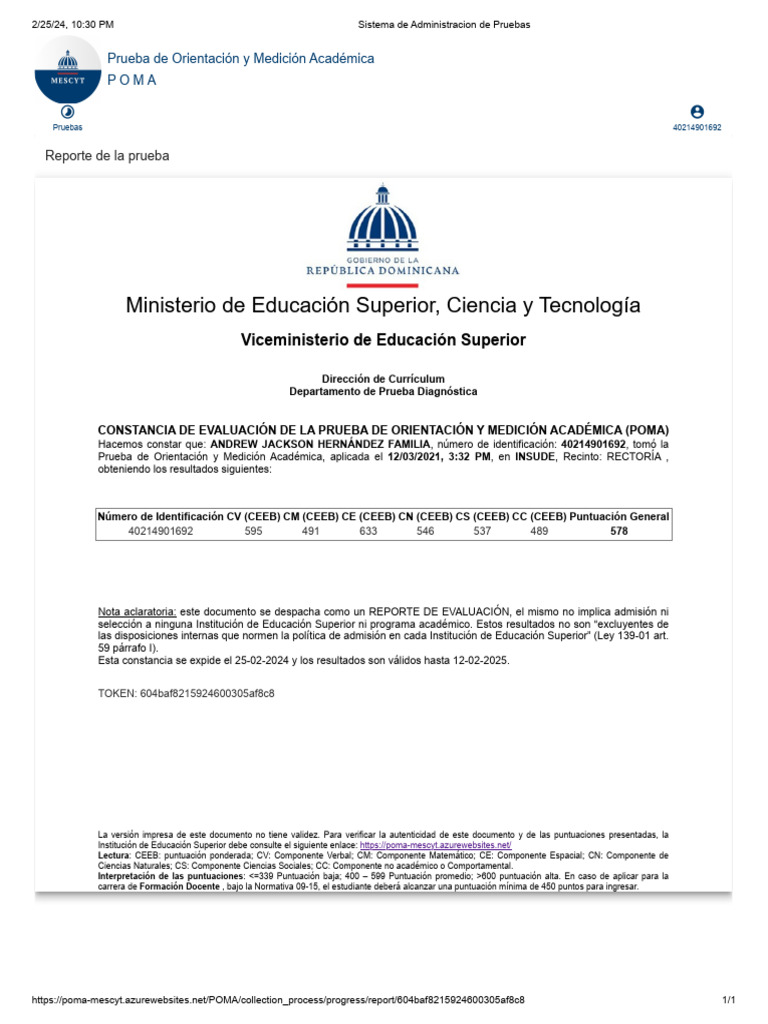 Prueba Poma Calificacion | PDF